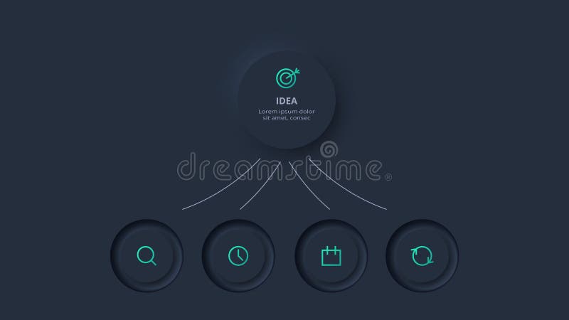 Neumorphic Flowchart Dark Iinfographic. Creative Concept for ...
