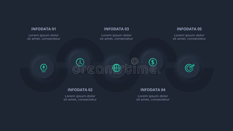 Neumorphic Flowchart Dark Iinfographic. Creative Concept for ...