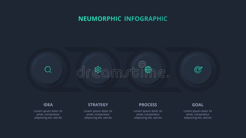 Neumorphic Flowchart Dark Iinfographic. Creative Concept for ...