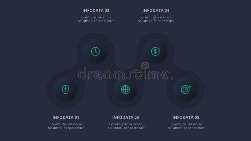 Neumorphic Flowchart Dark Iinfographic. Creative Concept for ...