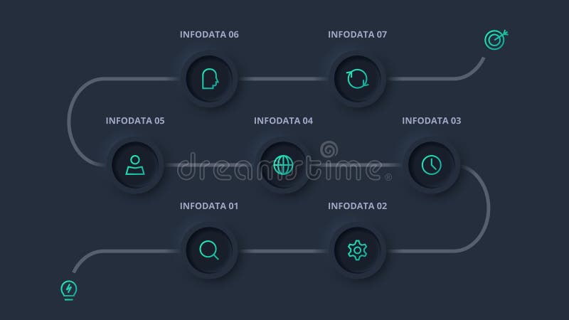 Neumorphic Flowchart Dark Iinfographic. Creative Concept for ...