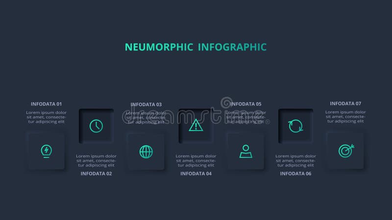 Neumorphic Flowchart Dark Iinfographic. Creative Concept for ...