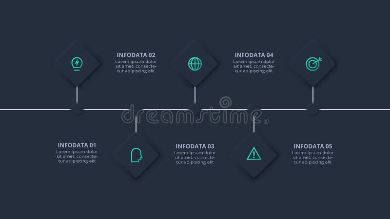 Neumorphic Flowchart Dark Iinfographic. Creative Concept for ...
