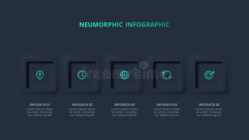 Neumorphic Flowchart Dark Iinfographic. Creative Concept for ...