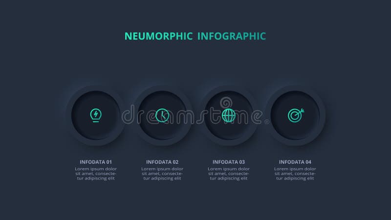 Neumorphic Flowchart Dark Iinfographic. Creative Concept for ...