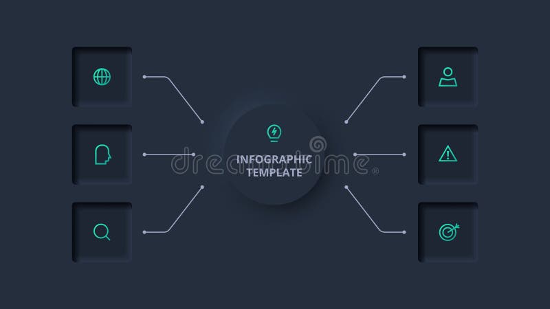 Neumorphic Flowchart Dark Iinfographic. Creative Concept for ...