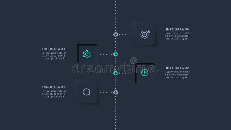 Neumorphic Flowchart Dark Iinfographic. Creative Concept for ...
