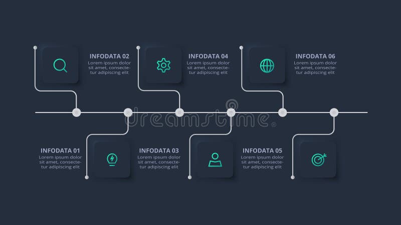 Neumorphic Flowchart Dark Iinfographic. Creative Concept for ...