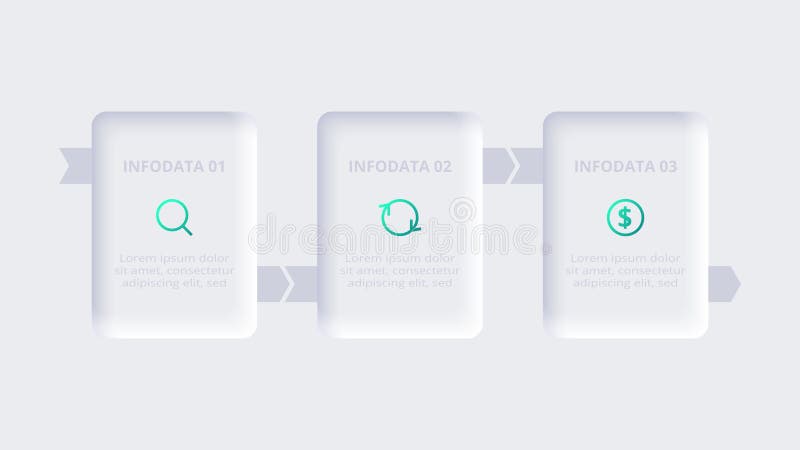 Neumorphic Flowchart Infographic. Creative Concept for Infographic with 3 Steps, Options ...