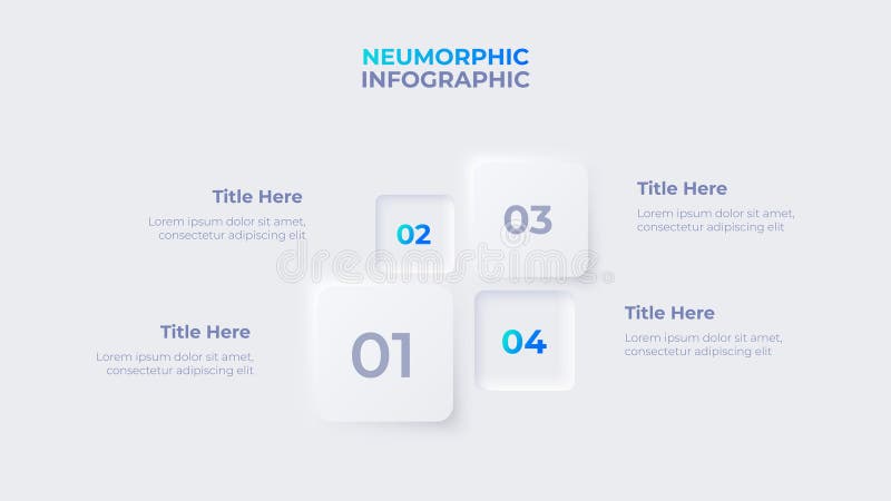 Neumorphic Infographic Design Template. Four Square Elements Stock ...