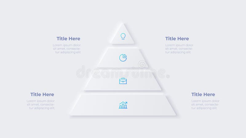 Neumorphic Infographic Pyramid. Business Data Visualization with 4 ...