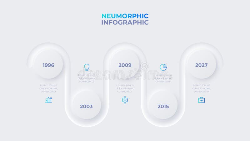Neumorphic Infographic Timeline Design Template. Concept of Development ...