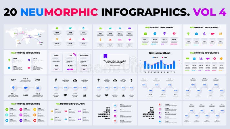 Neumorphic Line Chart. Vector Infographic Graph. 3 Options ...