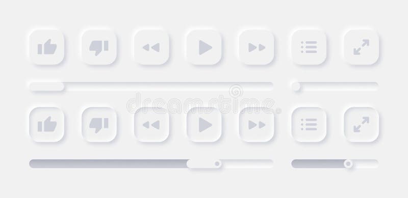 Neumorphic Media Video Player Light UI Design Elements Set Vector Stock ... Neumorphic Media Video Player Light UI Design Elements Set Vector Stock ...