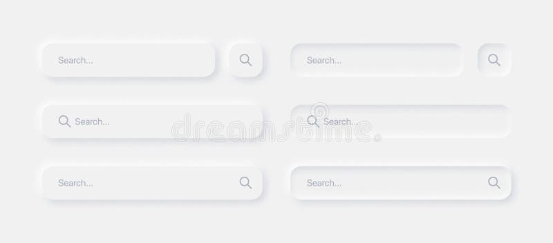 Neumorphic Search Bars Light UI Design Elements Set Vector Stock Illustration - Illustration of ...
