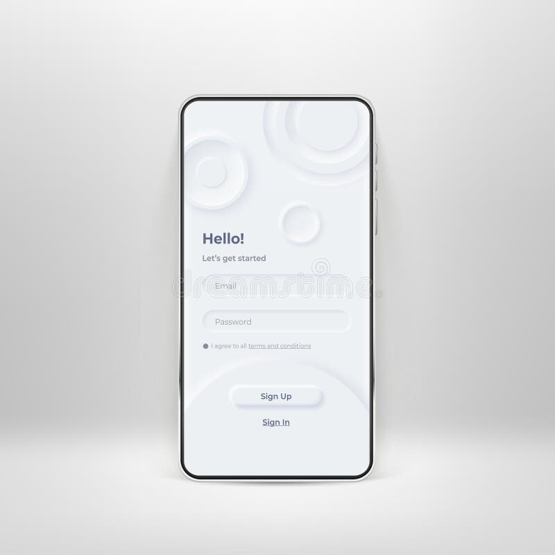 Smartphone Screen Mockup Front and Back Side View Isolated on White ...