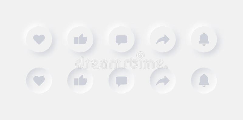 Neumorphic UI UX Design Elements Youtube Buttons Like Dislike Comment ...