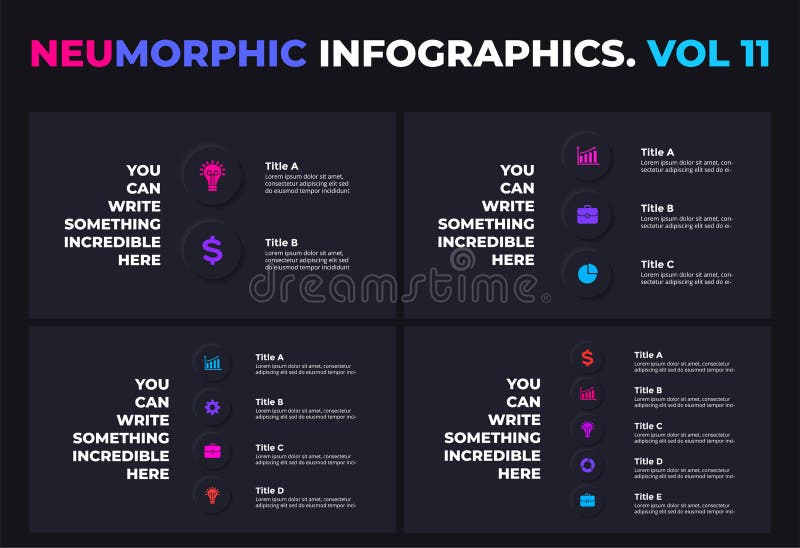 Neumorphic Vector Infographic. Circles Timeline. 2, 3, 4, 5 Options ...