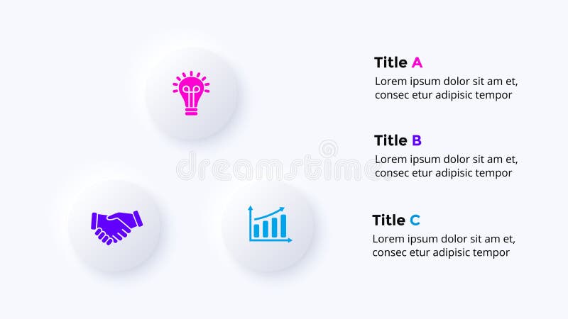 Neumorphic Vector Infographic. Cycle Diagram. 3 Circle Options ...