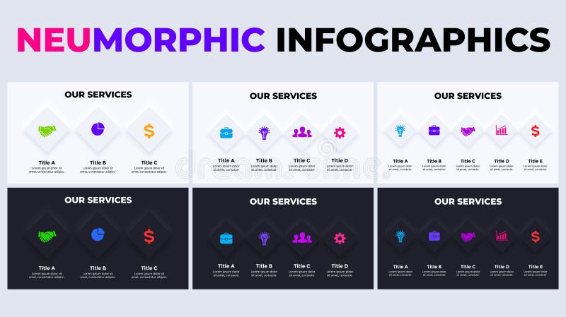 Neumorphic Vector Infographic. Presentation Slide Template. Light and ...