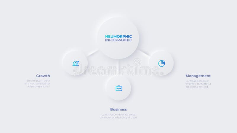 Neumorphism Flow Chart Infographic Slide. Concept of Business Project ...
