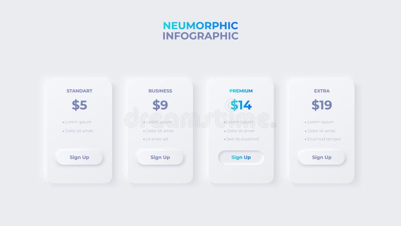 Neumorphism Price Table Concept. Pricing or Subscription Plan Ui Web ...