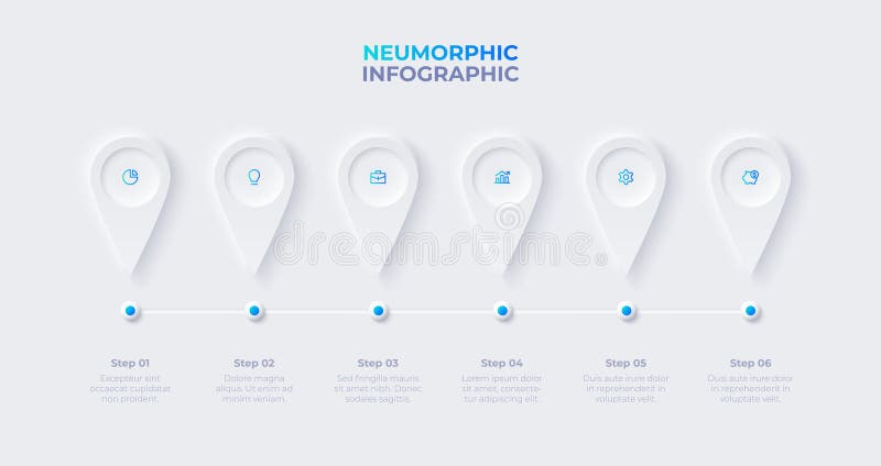 Neumorphism Timeline Infographic. Process Visualization with 6 Options ...