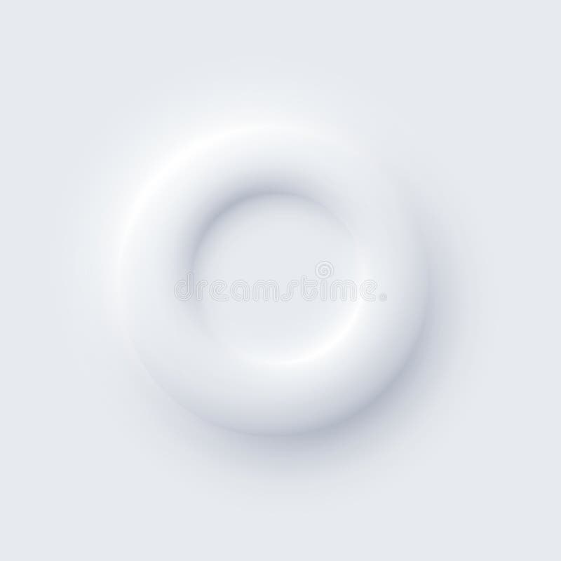 Neumorphism UI, Circle White Ring Button with Shadow, Abstract 3d ...