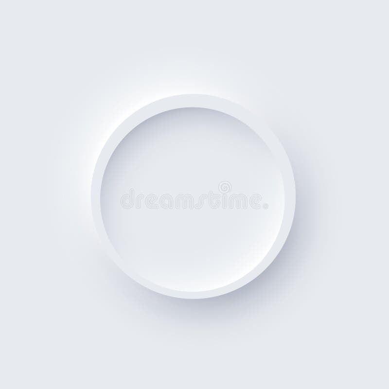 Neumorphism UI, Circle White Ring Button with Shadow Vector ...