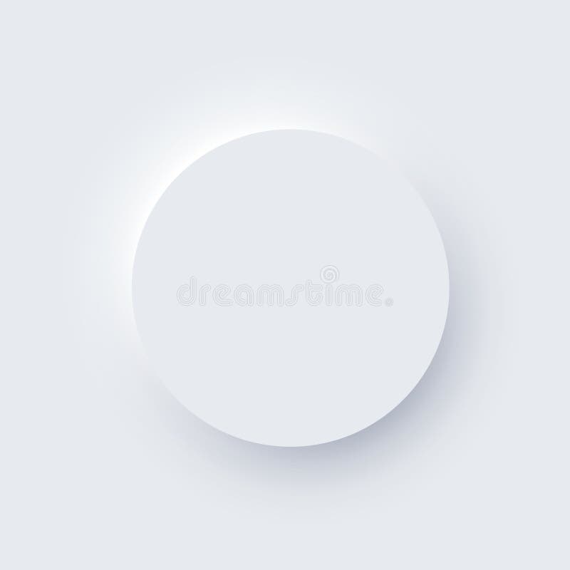 Neumorphism UI, Circle White Ring Button with Shadow Vector ...