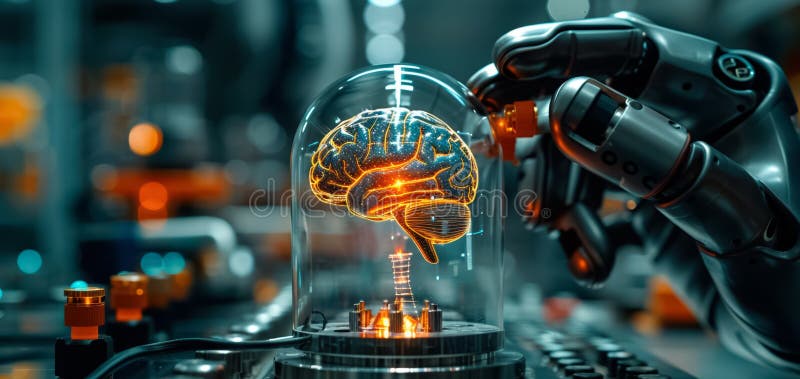 Neural Artificial Intelligence Brain in Factory Lab for Futuristic ...