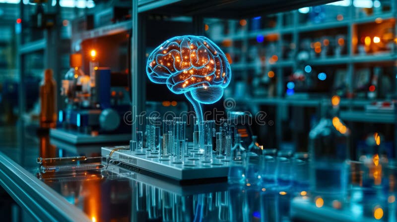 Neural Artificial Intelligence Brain in Factory Lab for Futuristic ...