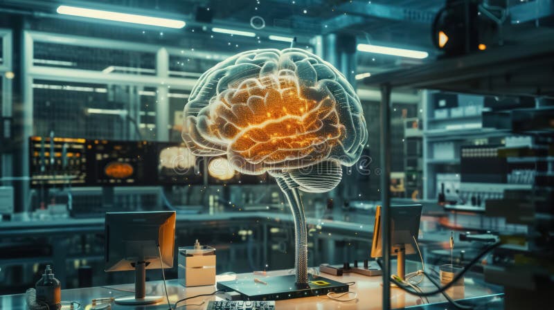 Neural Artificial Intelligence Brain in Factory Lab for Futuristic ...