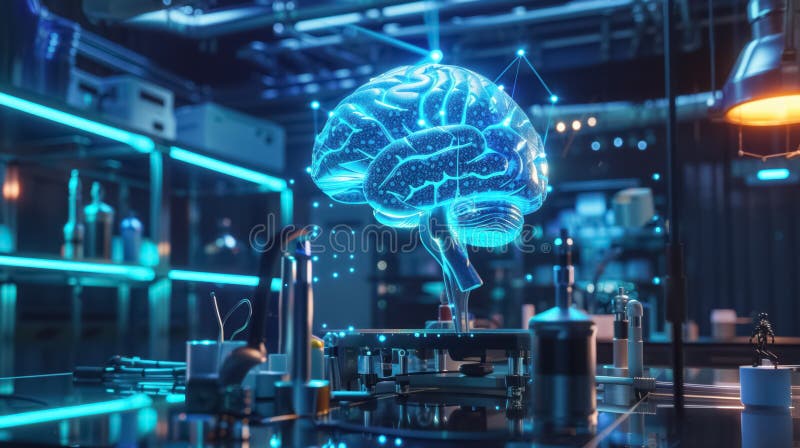Neural Artificial Intelligence Brain in Factory Lab for Futuristic ...