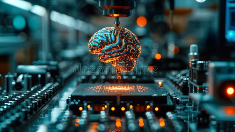 Neural Artificial Intelligence Brain in Factory Lab for Futuristic ...