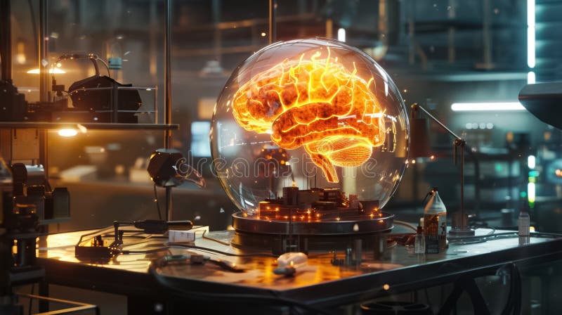 Neural Artificial Intelligence Brain in Factory Lab for Futuristic ...