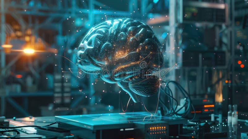 Neural Artificial Intelligence Brain in Factory Lab for Futuristic ...