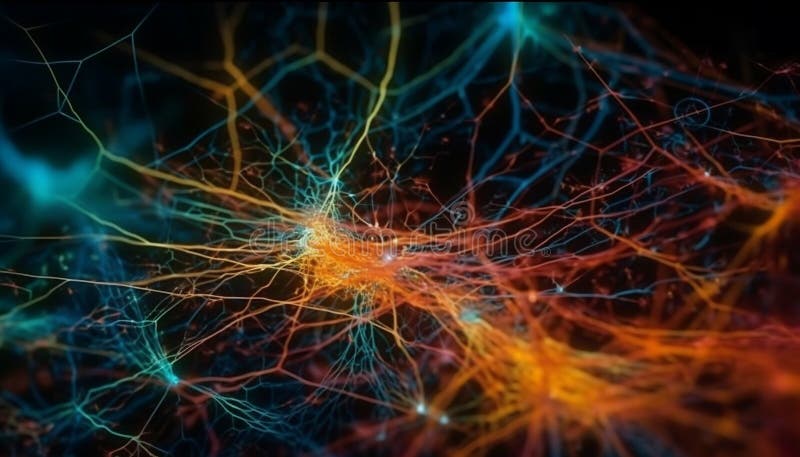 Neural Axons Glow with Multi Colored Synapse Communication Generated by ...