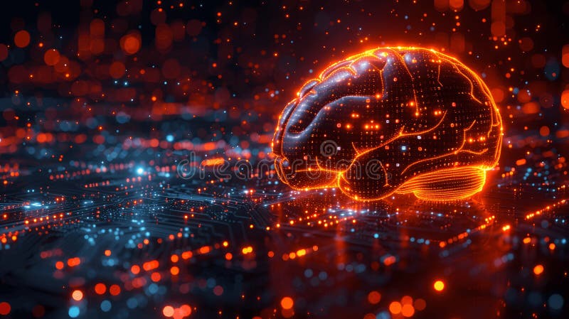 Neural Binary Intricacies, AI Mind Map. Stock Illustration ...