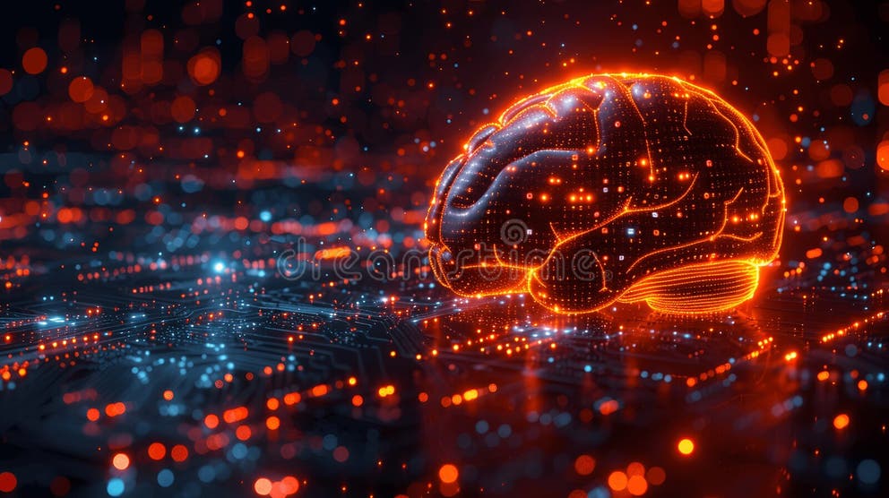 Neural Binary Intricacies, AI Mind Map. Stock Illustration ...