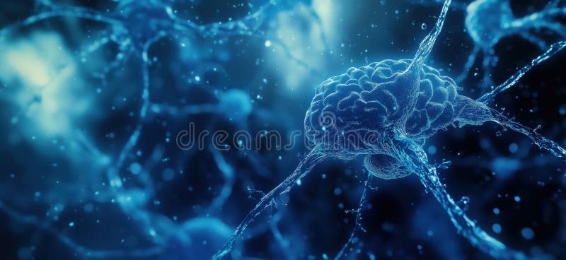 Neural Cell Structure, Intricate Details, Blue Tones, Showcasing Neuron ...