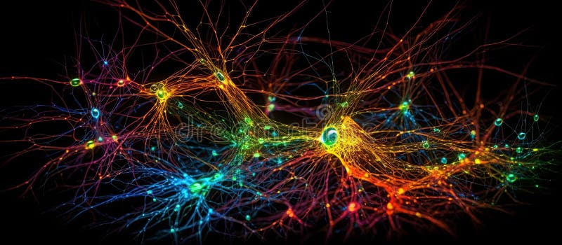 Neural Cells with a Light Pulse on a Dark Background. Generative AI ...