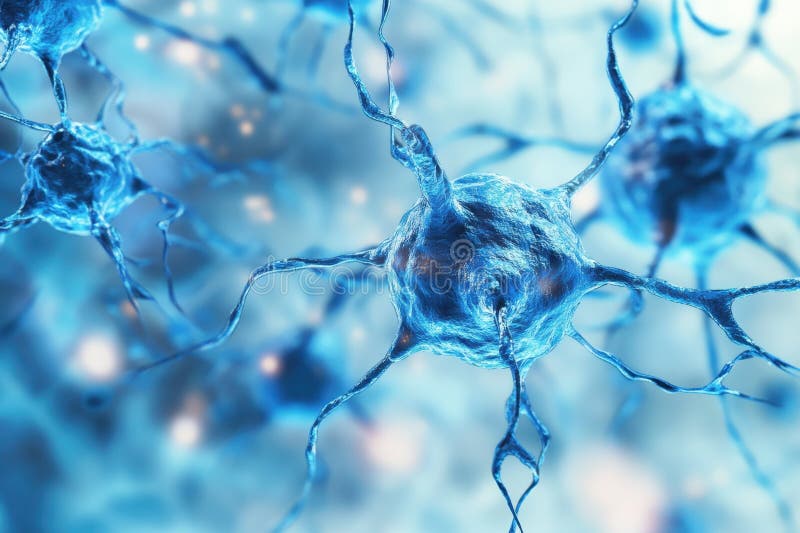 Close-up View of Neural Cells Under a Microscope Showing Intricate ...