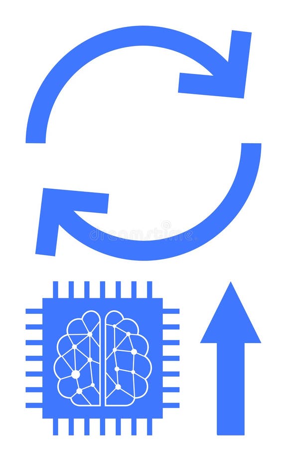 Neural Circuit Chip with Arrows Depicting AI Process and Machine Learning Loop Stock ...