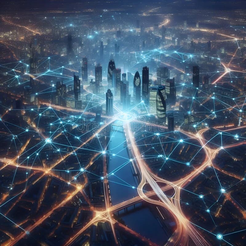 Neural City Blueprint, AI Generated Image Stock Illustration - Illustration of optimization ...