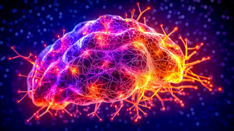 Neural Connection in the Brain, Neon Lights, Thinking and Intelligence ...