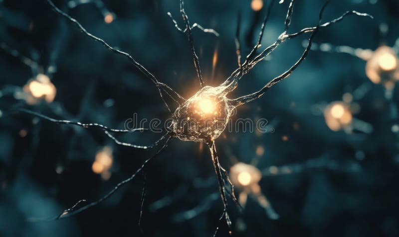 Neural Connection, Bright Lights, Synapses Stock Illustration ...