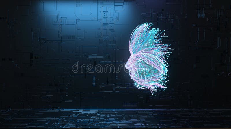 The Neural Connection Creates the Silhouette of a Human Head. Glowing ...