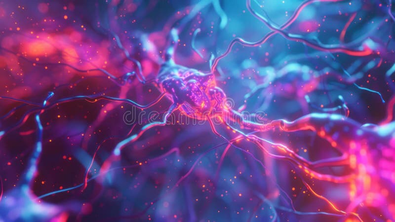 Neural Connections, Abstract Neon Stock Illustration - Illustration of ...