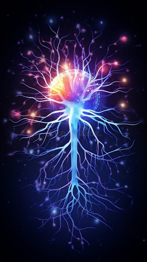 Neural Connections of the Brain. Vertical Abstract Background Stock ...